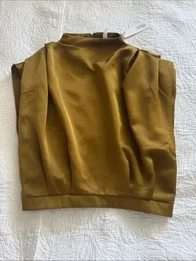 Tops | Olivegold Satin Mock Neck Top | Poshmark